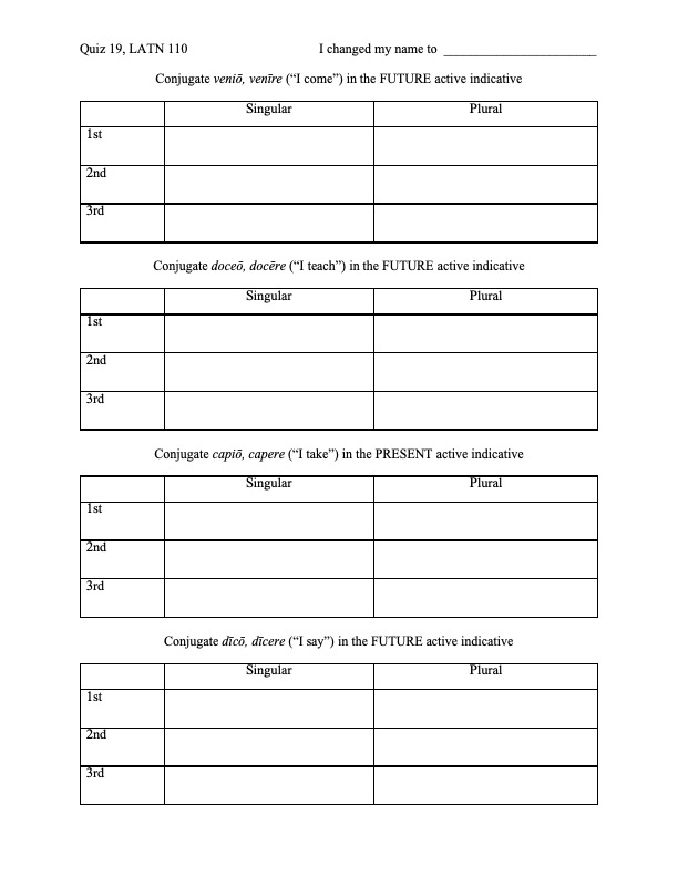 Mini Quizzes – Classics Teaching